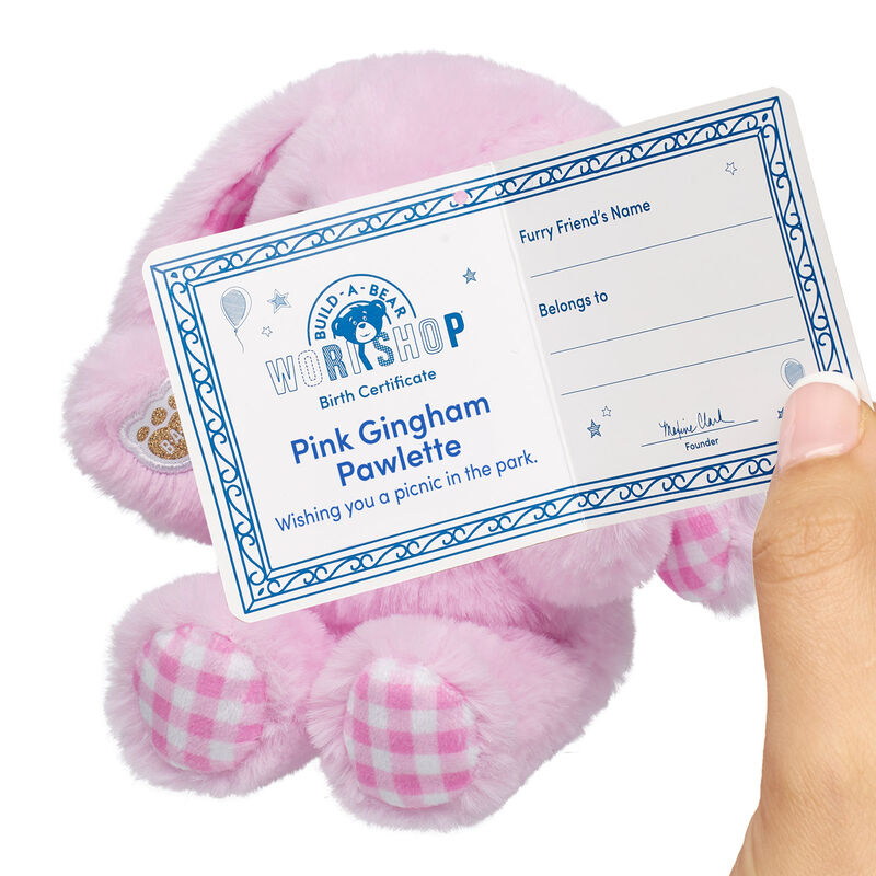 Build-A-Bear Mini Beans Pink Gingham Pawlette Bunny | BAB